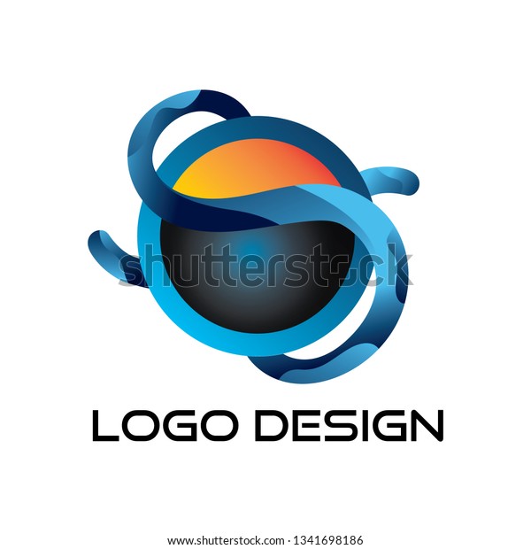 Vector Logo Design Blue Gradient Color Stock Vector (Royalty Free ...
