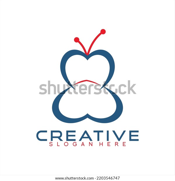 Vector Logo Design Butterfly Heart Symbol Stock Vector (Royalty Free ...