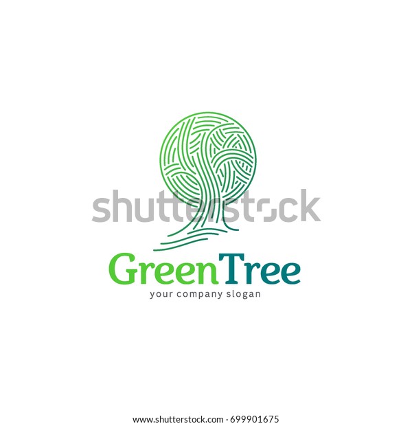 Vector Logo Design Green Tree Stock Vector (Royalty Free) 699901675 ...