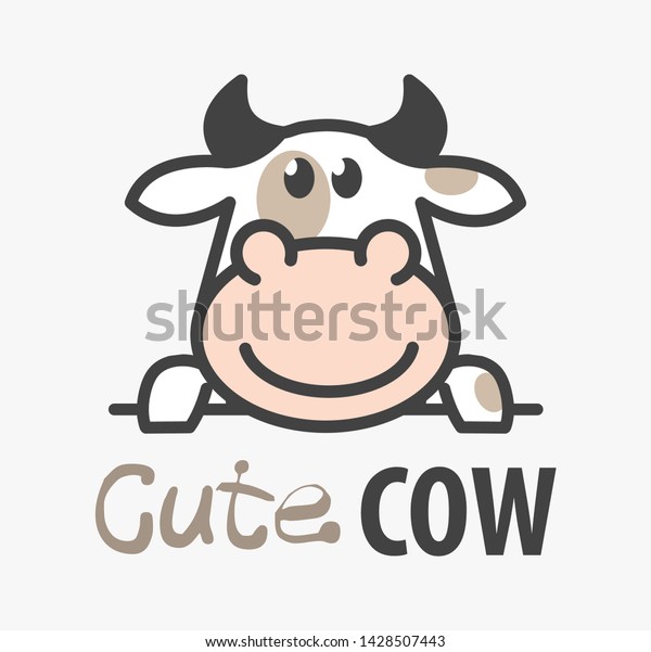 Vector Logo Funny Smiling Cartoon Cow Stock Vector (Royalty Free ...