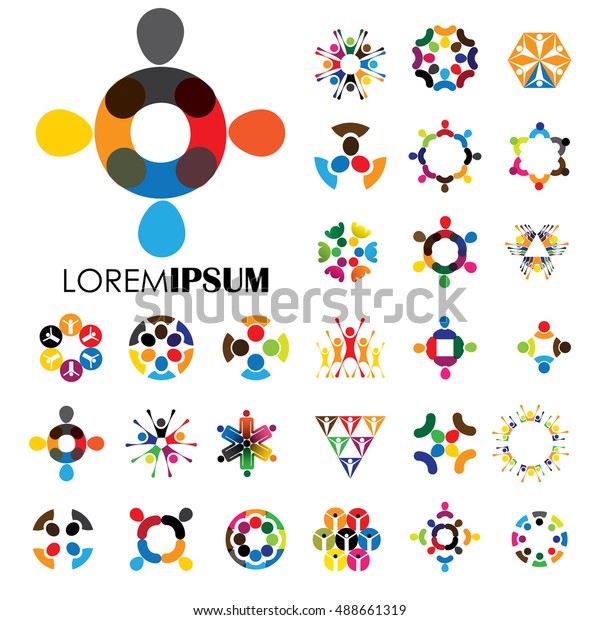 vector logo icons of people together - sign of unity, partnership. this ...