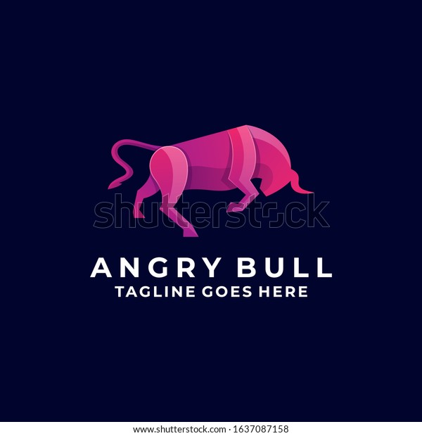 Vector Logo Illustration Angry Bull Gradient Stock Vector (Royalty Free ...
