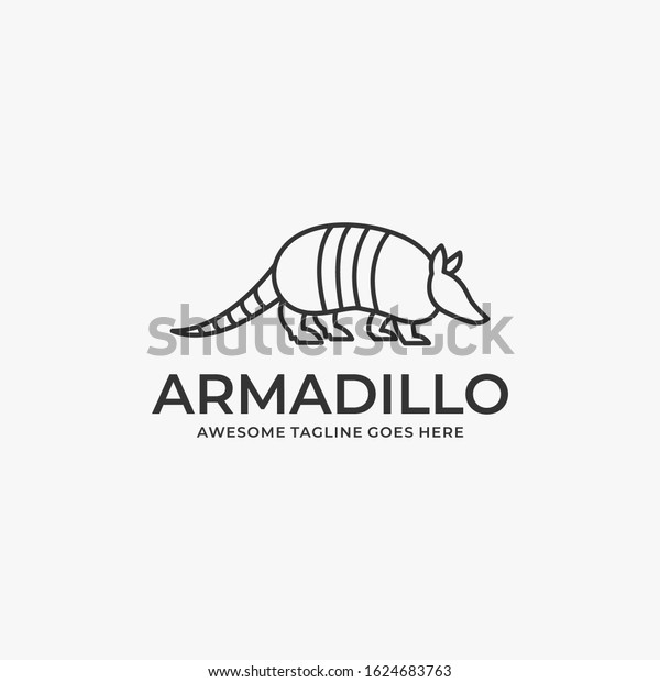 Vector Logo Illustration Armadillo Walking Line Stock Vector (Royalty ...