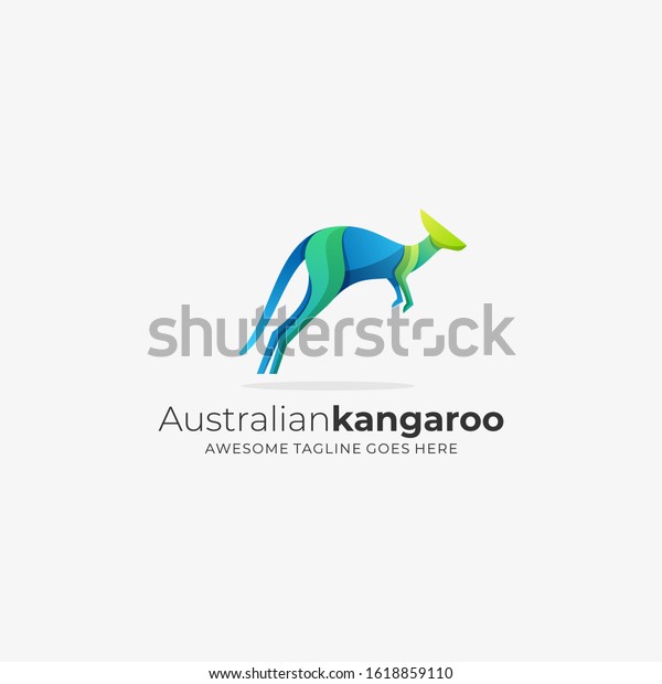 Vector Logo Illustration Australian Kangaroo Gradient Stock Vector ...
