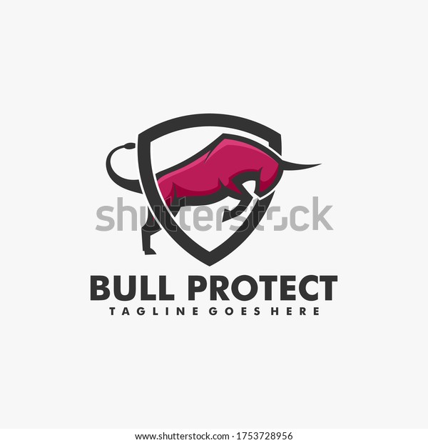 Vector Logo Illustration Bull Protect Simple Stock Vector (Royalty Free ...