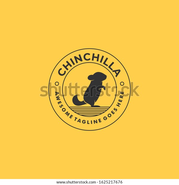 Vector Logo Illustration Chinchilla Stands Vintage Stock Vector ...
