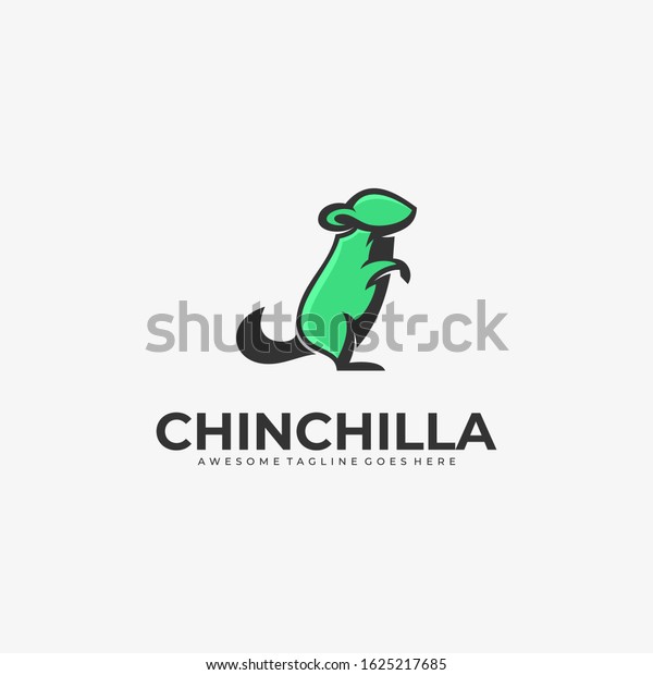 Vector Logo Illustration Chinchilla Stands Mascot Stock Vector (Royalty ...