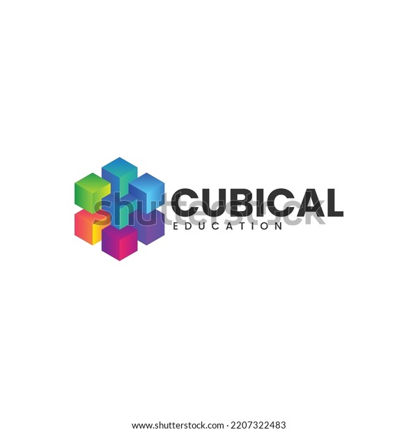 Vector Logo Illustration Cubical Gradient Colorful Stock Vector ...