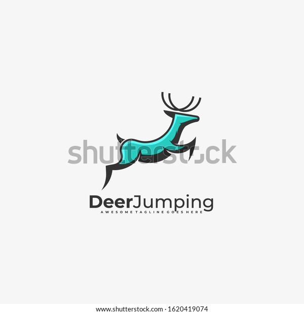 Vector Logo Illustration Deer Jumping Mascot Stock Vector (Royalty Free ...
