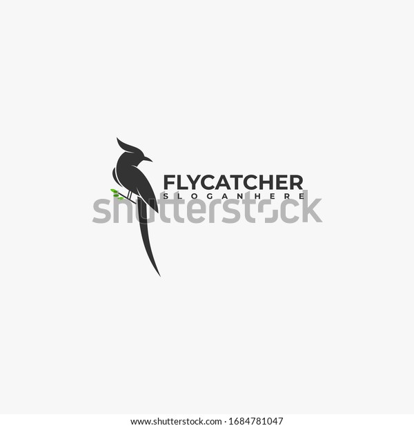 Vector Logo Illustration Flycatcher Silhouette Style Stock Vector ...
