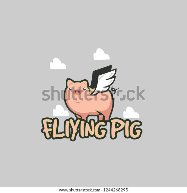 Vector Logo Illustration Flying Pig Simple Stock Vector (Royalty Free ...