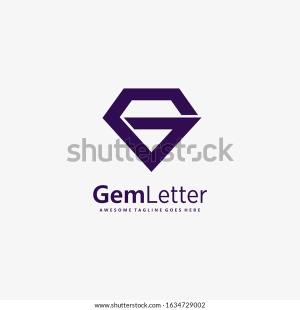 Vector Logo Illustration Gem Letter Line: vetor stock (livre de ...