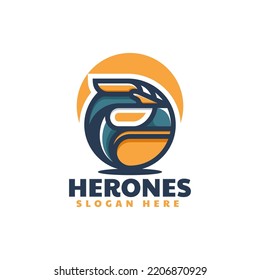 Vector Logo Illustration Heron Heron Simple Stock Vector (Royalty Free ...