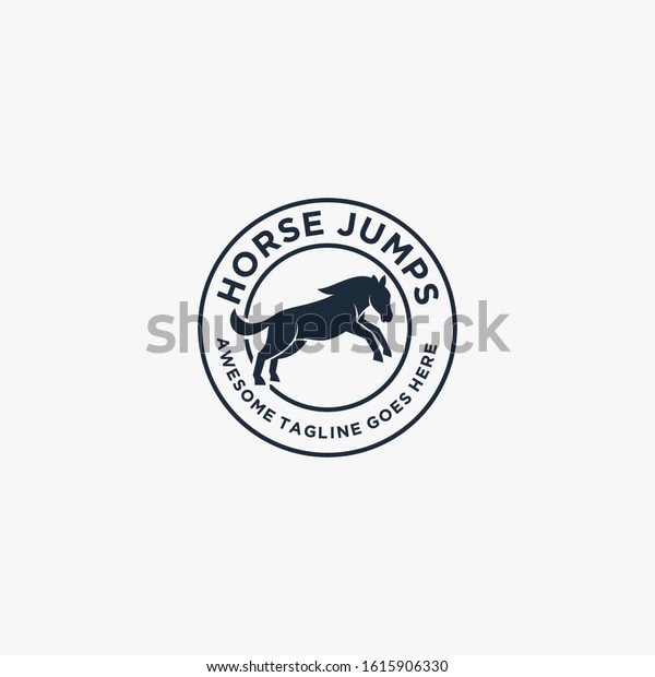 Vector Logo Illustration Horse Jump Vintage Stock Vector (Royalty Free ...