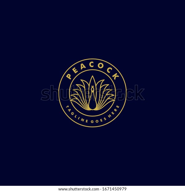 Vector Logo Illustration Peacock Line Art Stock Vector (Royalty Free ...