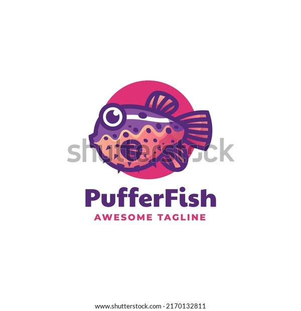 Vector Logo Illustration Puffer Fish Mascot Stock Vector (Royalty Free ...