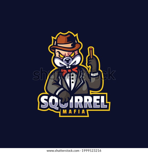 Vector Logo Illustration Squirrel Mafia E Stock Vector (Royalty Free ...