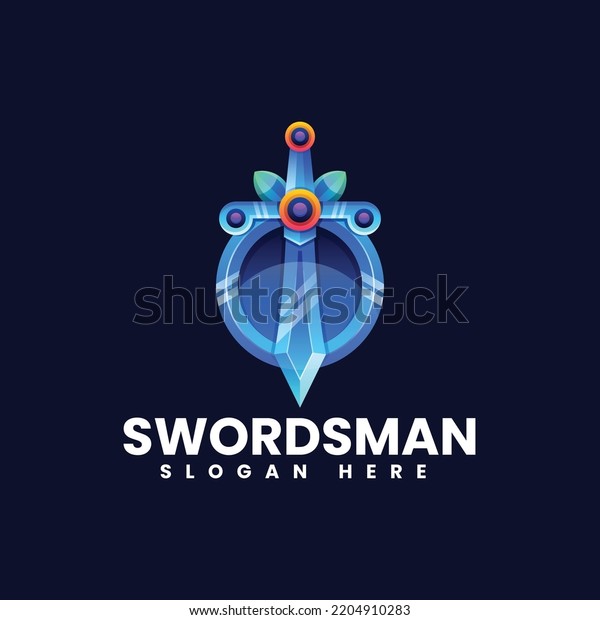 Vector Logo Illustration Swordsman Gradient Colorful Stock Vector ...