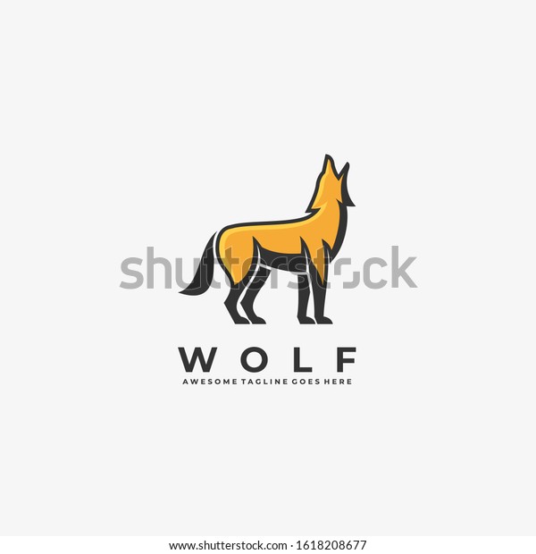 Vector Logo Illustration Wolf Mascot Cartoon Stock Vector (Royalty Free ...