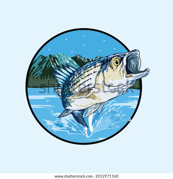 Vector Logo Jumping Striped Bass Stock Vector (Royalty Free) 2012971160 ...