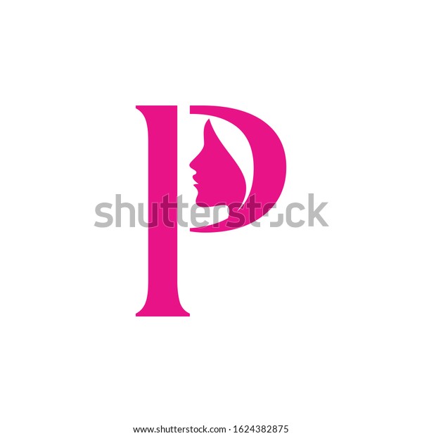 Vector Logo Letter P Female Face Stock Vector (Royalty Free) 1624382875