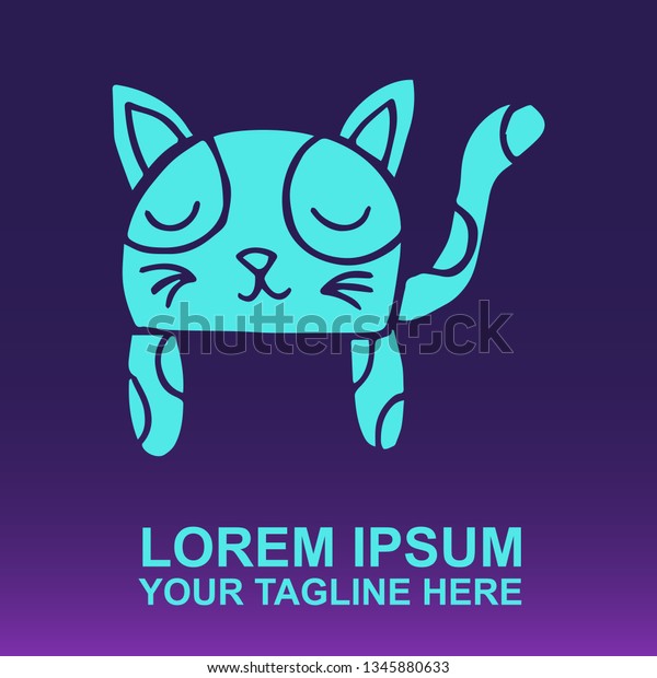 Vector Logo Neon Blue Cat Animal: เวกเตอร์สต็อก (ปลอดค่าลิขสิทธิ์ ...