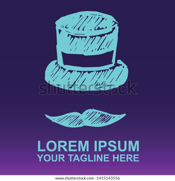 Vector Logo Neon Blue Man Hat Stock Vector (Royalty Free) 1415143556 ...