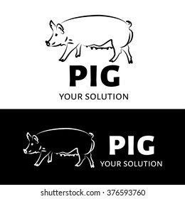 Vector Logo Pig Brand Logo Form Stock Vector (Royalty Free) 376593760 ...
