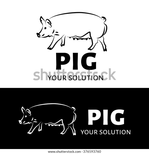Vector Logo Pig Brand Logo Form Stock Vector (Royalty Free) 376593760 ...