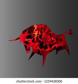 Vector Logo Symbol Red Fiery Bull Stock Vector (Royalty Free ...