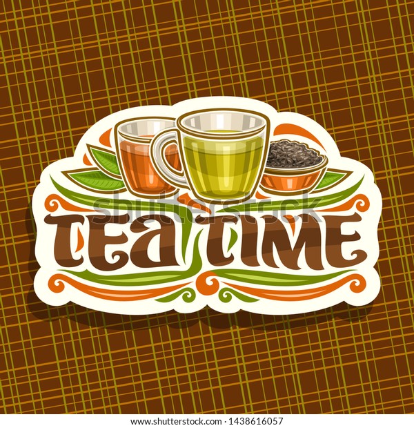 Vector Logo Tea Time Vintage Cut Stock Vector (Royalty Free) 1438616057