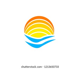 Vector Logo Yellow Sun Blue Sea Stock Vector (Royalty Free) 1213650733 ...