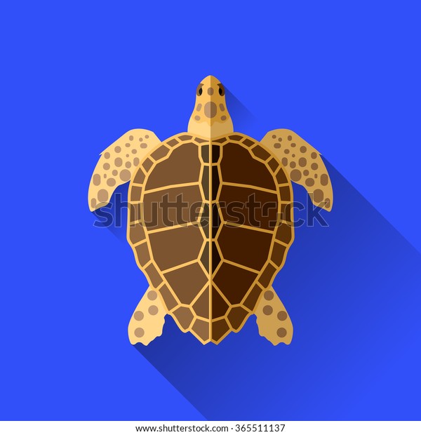 Vector Long Shadow Sea Turtle Stock Vector (Royalty Free) 365511137