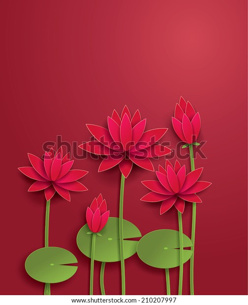Vector Lotus Flower On Red Background Stock Vector (Royalty Free ...
