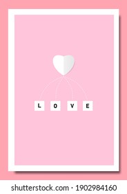 Vector Love Poster Simple Pink Background Stock Vector (Royalty Free ...