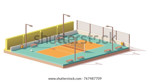 Vector Low Poly Outdoor Volleyball Court Stock Vector (Royalty Free ...