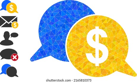 Vector Lowpoly Financial Chat Icon Illustration Stock Vector (Royalty ...
