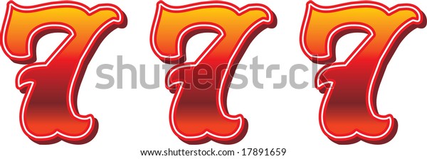 Vector Lucky Triple Sevens 777 Stock Vector (Royalty Free) 17891659 ...