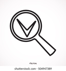 Vector Magnifier Sign Check Mark Icon Stock Vector (Royalty Free ...