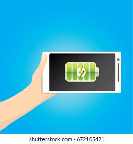 Vector Man Hand Holding Smartphone Green Stock Vector (Royalty Free ...