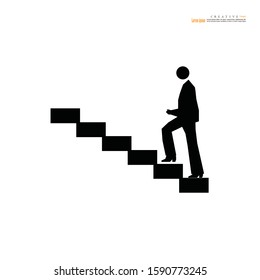 Vector Man On Stairs Icon Walk Stock Vector (Royalty Free) 1590773245