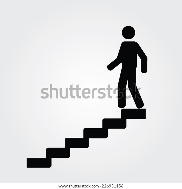 Vector Man On Stairs Iconman Walk Stock Vector (Royalty Free) 226951156