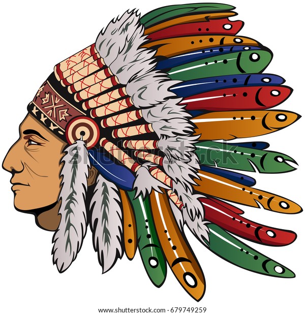 Vector Man Traditional Chief Headdress American Stock Vector (Royalty ...