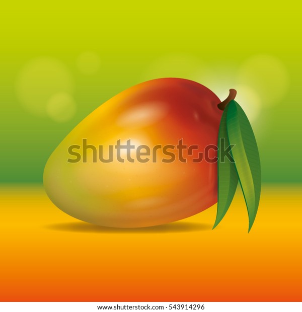 Vector Mango Illustration On Colorful Background Stock Vector (Royalty ...