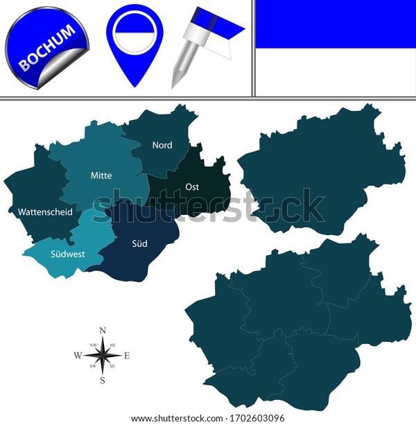 Vector Map Bochum Germany Named Districts Stock Vector (Royalty Free ...