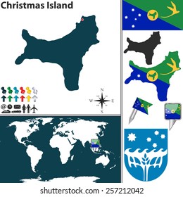 Vector Map Christmas Island Set Flags Stock Vector (Royalty Free ...