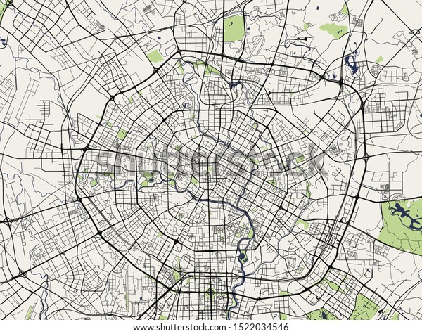 Vector Map City Chengdu China Stock Vector (Royalty Free) 1522034546 ...
