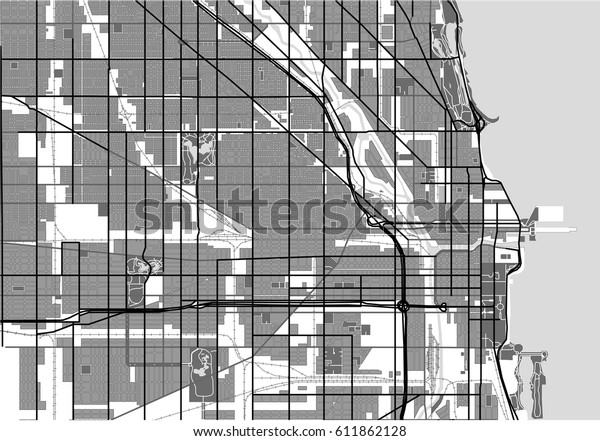 Vector Map City Chicago Usa Stock Vector (Royalty Free) 611862128 ...