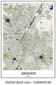 Vector Map City Denver Colorado Usa 스톡 벡터(로열티 프리) 1340442146 | Shutterstock