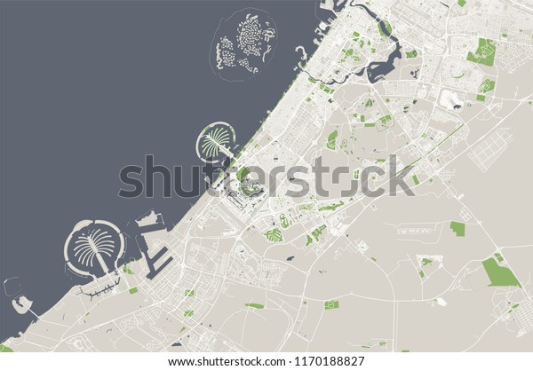 Vector Map City Dubai United Arab Stock Vector (Royalty Free ...
